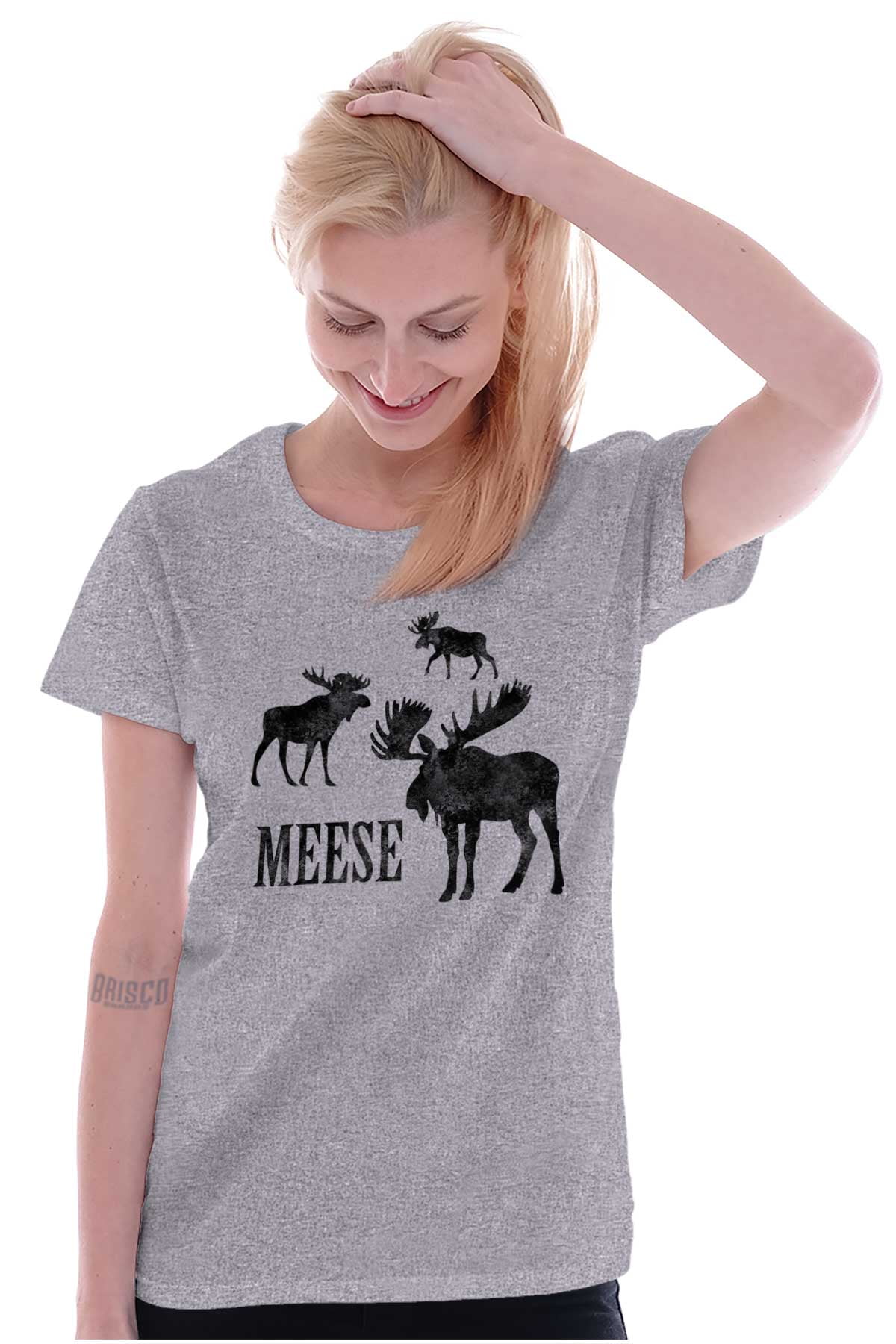 Funny Meese Moose Animal Humor Womens Fitted Plus Size Graphic Tee ...