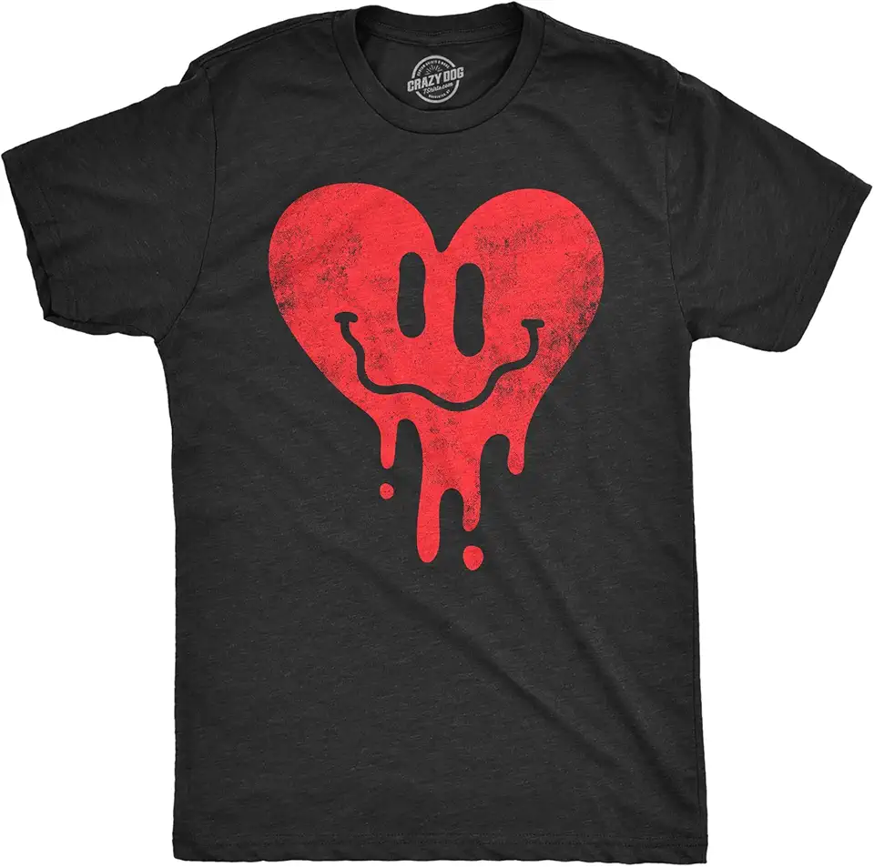 Funny Melting Heart Smiley Face Men Short Sleeve Graphic Tee - Walmart.com