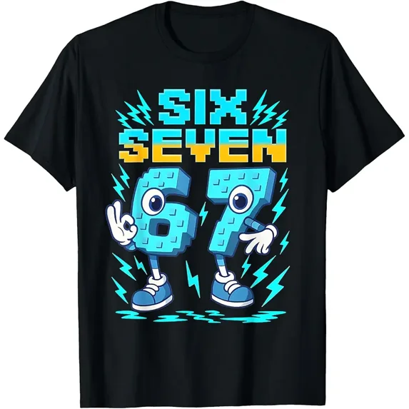 Funny Meme 67 Italian Brainrot Six Seven Gaming Kids Boys T-Shirt ...