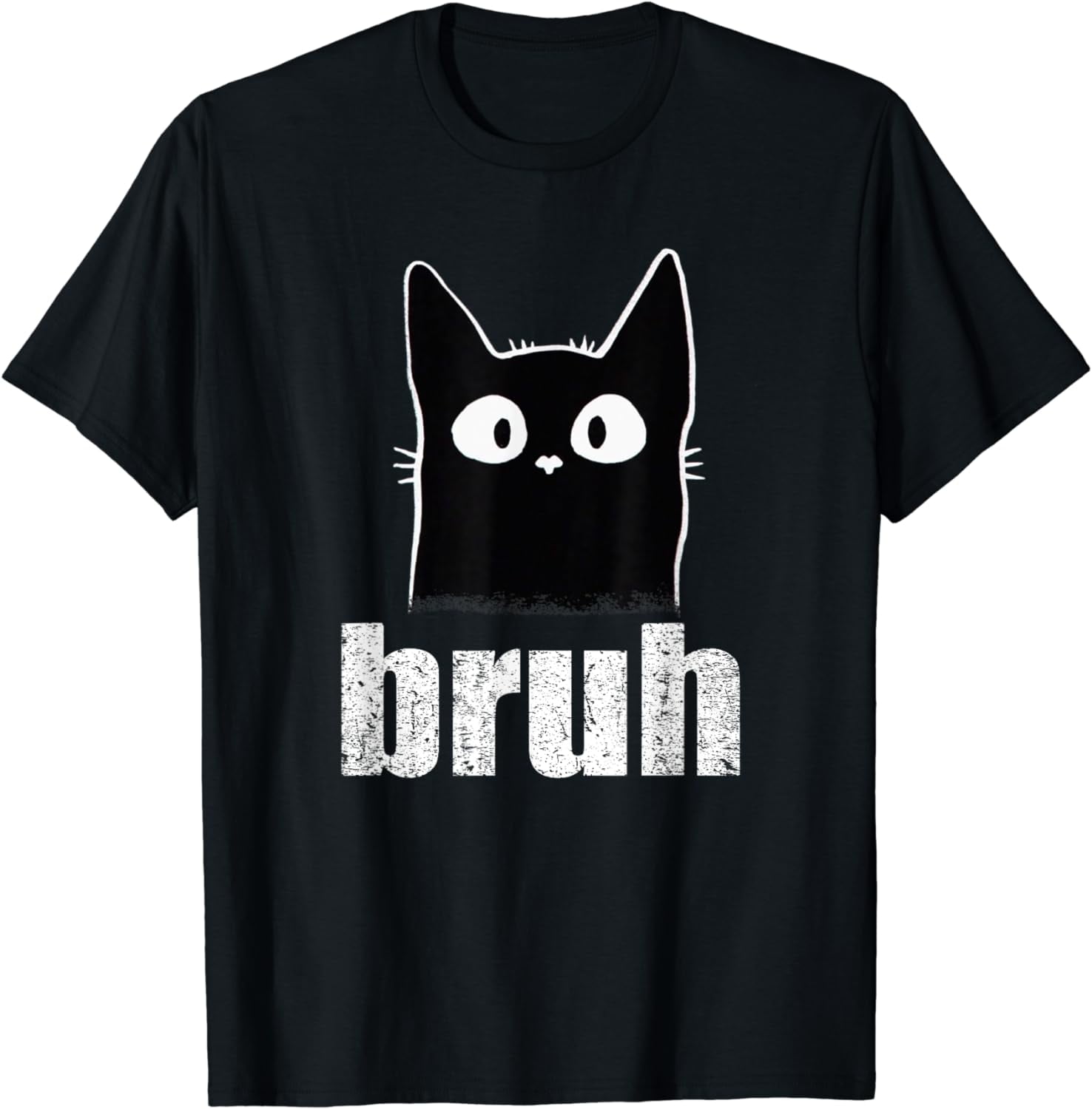 Funny Meme Saying Bruh with Cat Greetings for Teens Boys Men T-Shirt ...