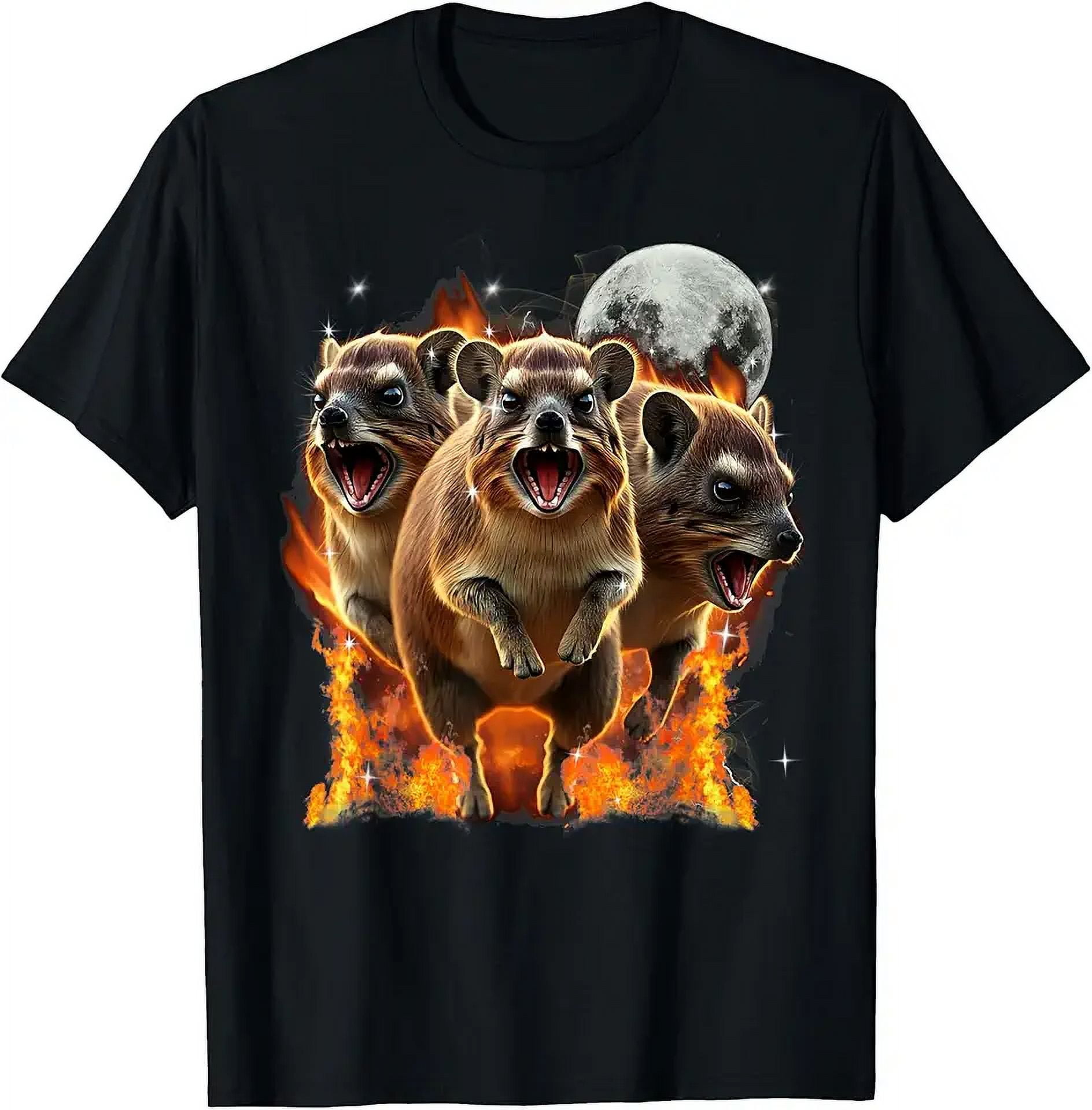 Funny Meme three Rock Hyrax Fire moon T-Shirt - Walmart.com