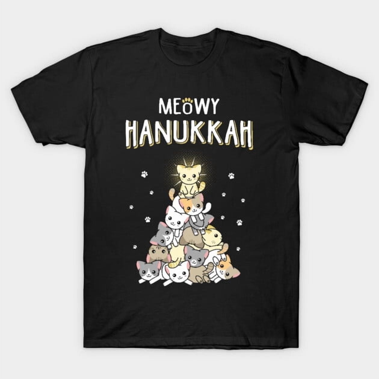 Funny Meowy Hanukkah Cat Pun Jewish Holiday Artwork Print, H10992 T ...