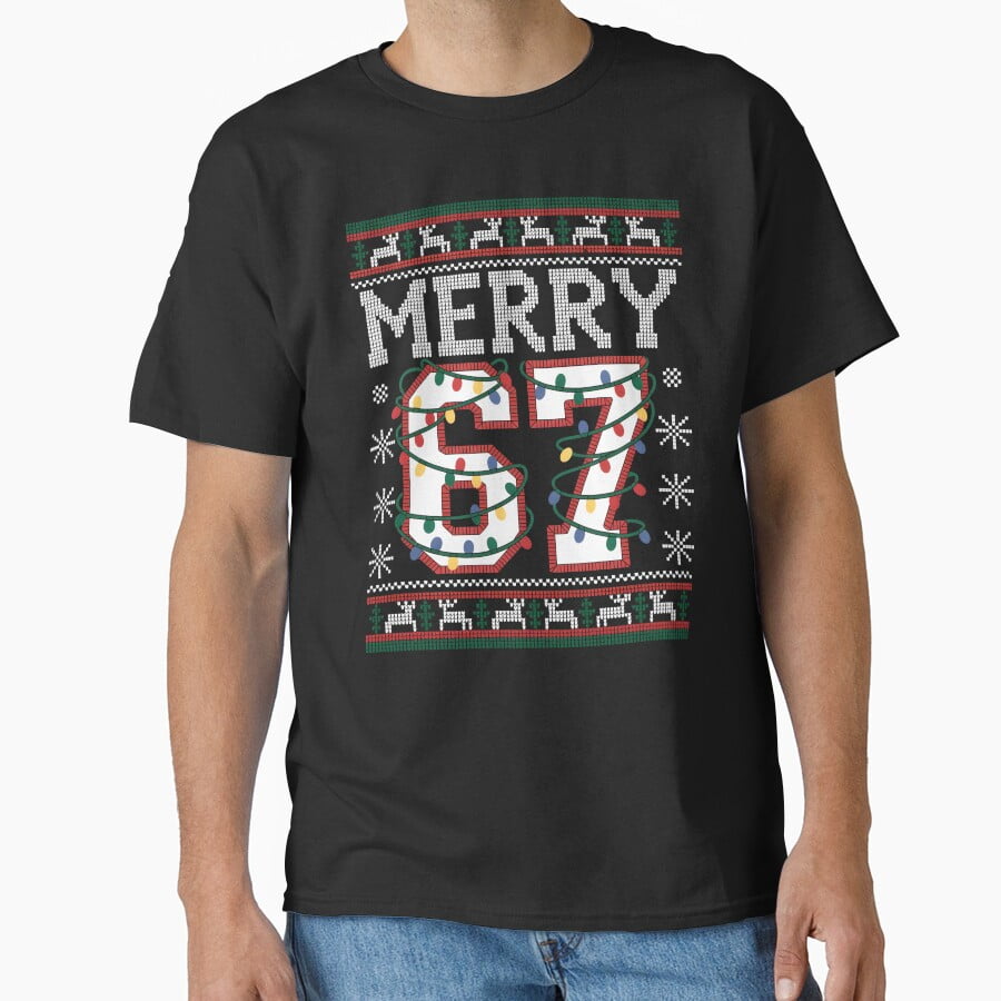 Funny Merry 67 Six Seven Meme Christmas Holiday Humor Graphic Unisex T ...
