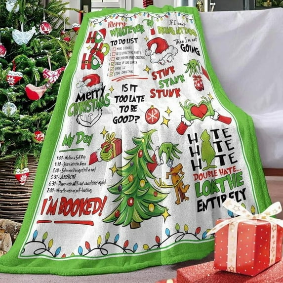 Funny Merry Christmas Flannel Throw Blanket, Funny Xmas Tree Birthday ...