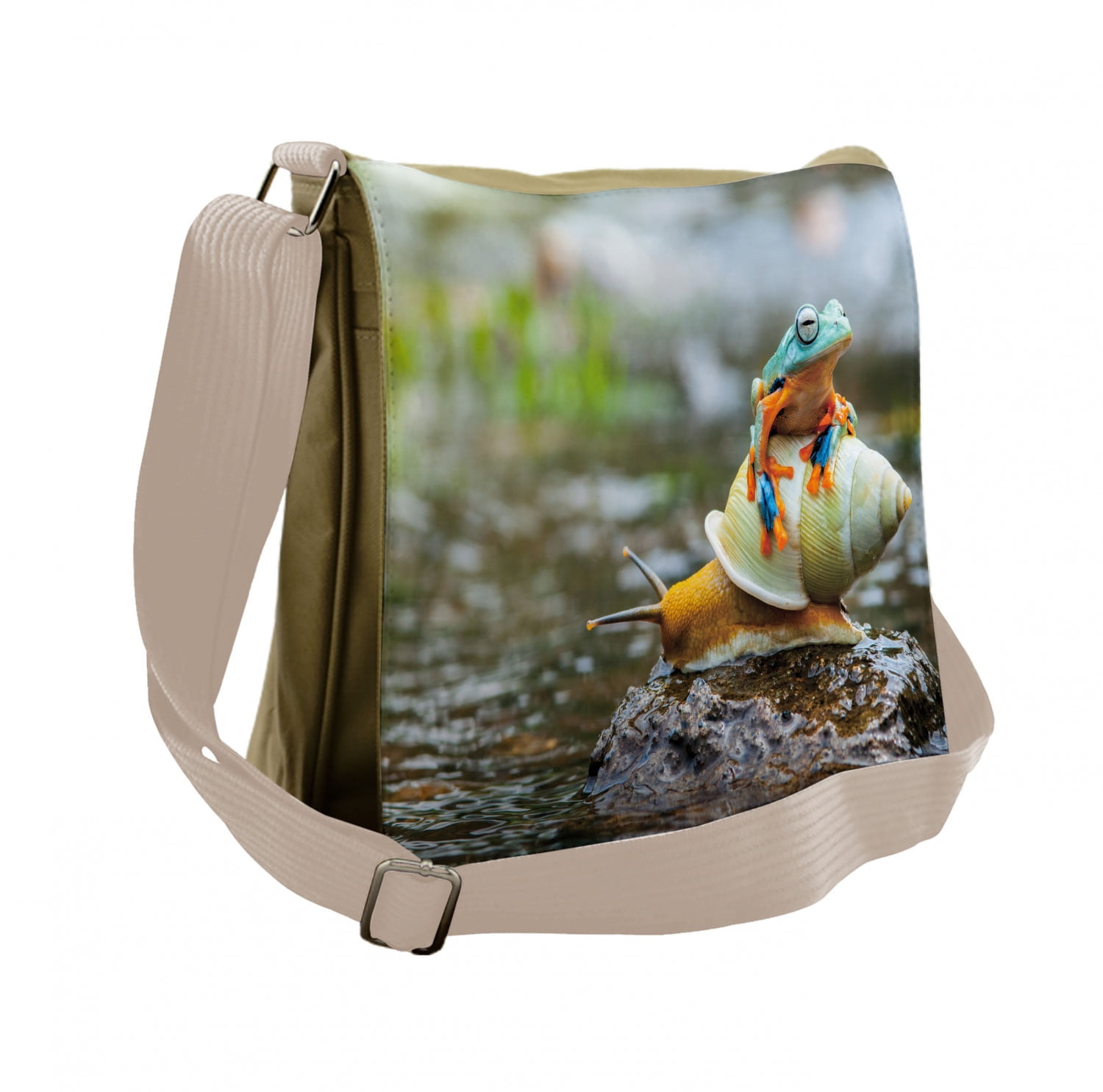 Funny Messenger Bag, Frog Above the Snail, Unisex Cross-body, by ...