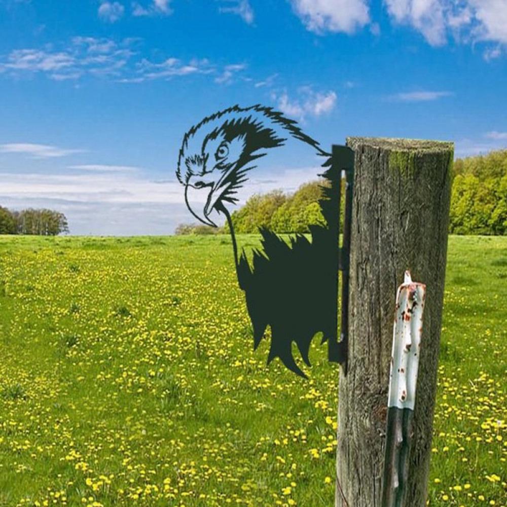 Funny Metal Art Outdoor Decor,Farmhouse Cute Animal Statue for Fence ...