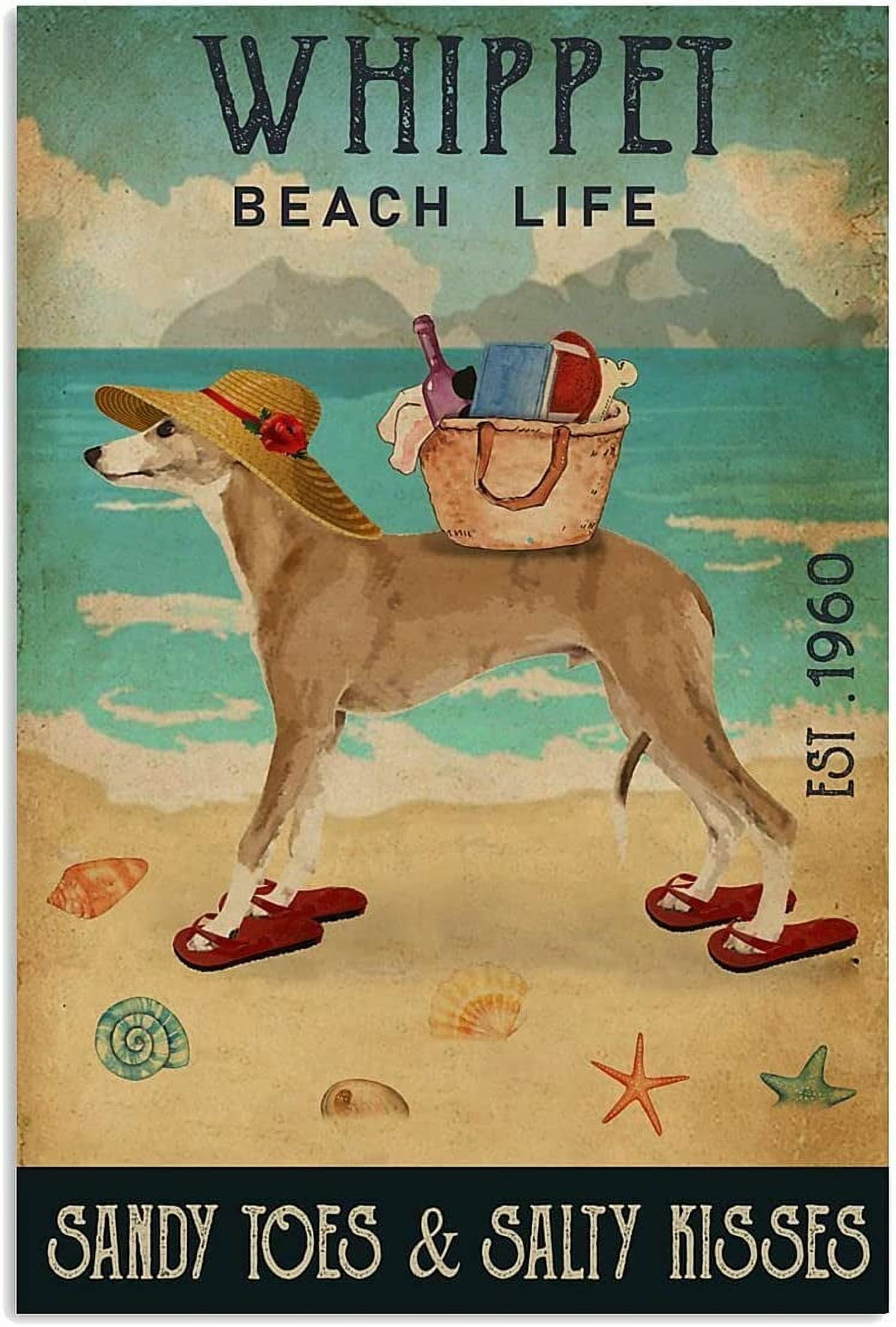 Funny Metal Bar Signs Beach Life Sandy Toes Whippet Sign Vintage Tin ...