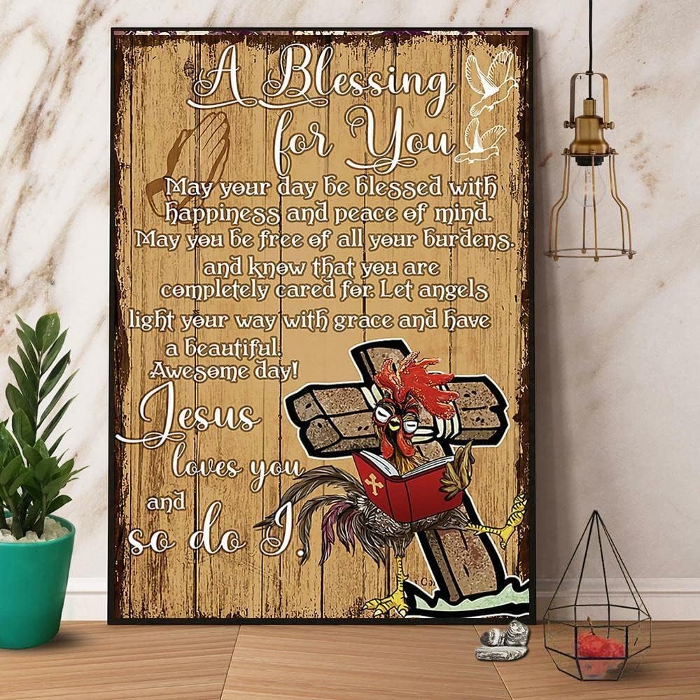 Funny Metal Bathroom Signs Chicken A Blessing for You Jesus Loves You ...