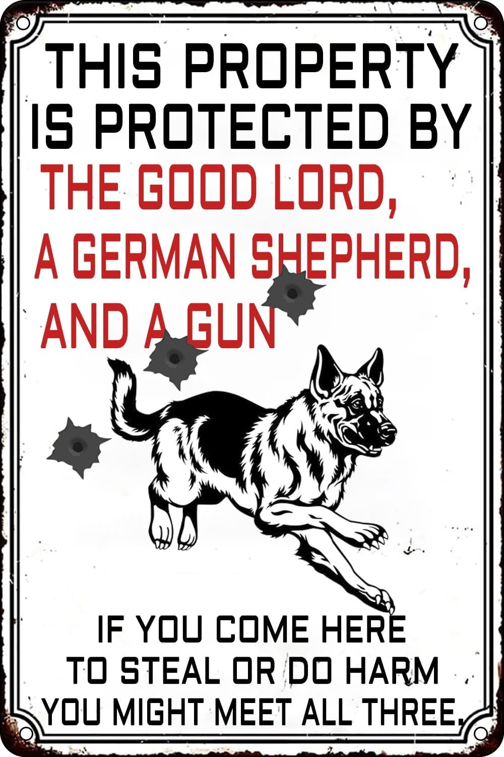 Funny Metal Sign Beware Of Dog Warning Signs for Property Is Protected ...