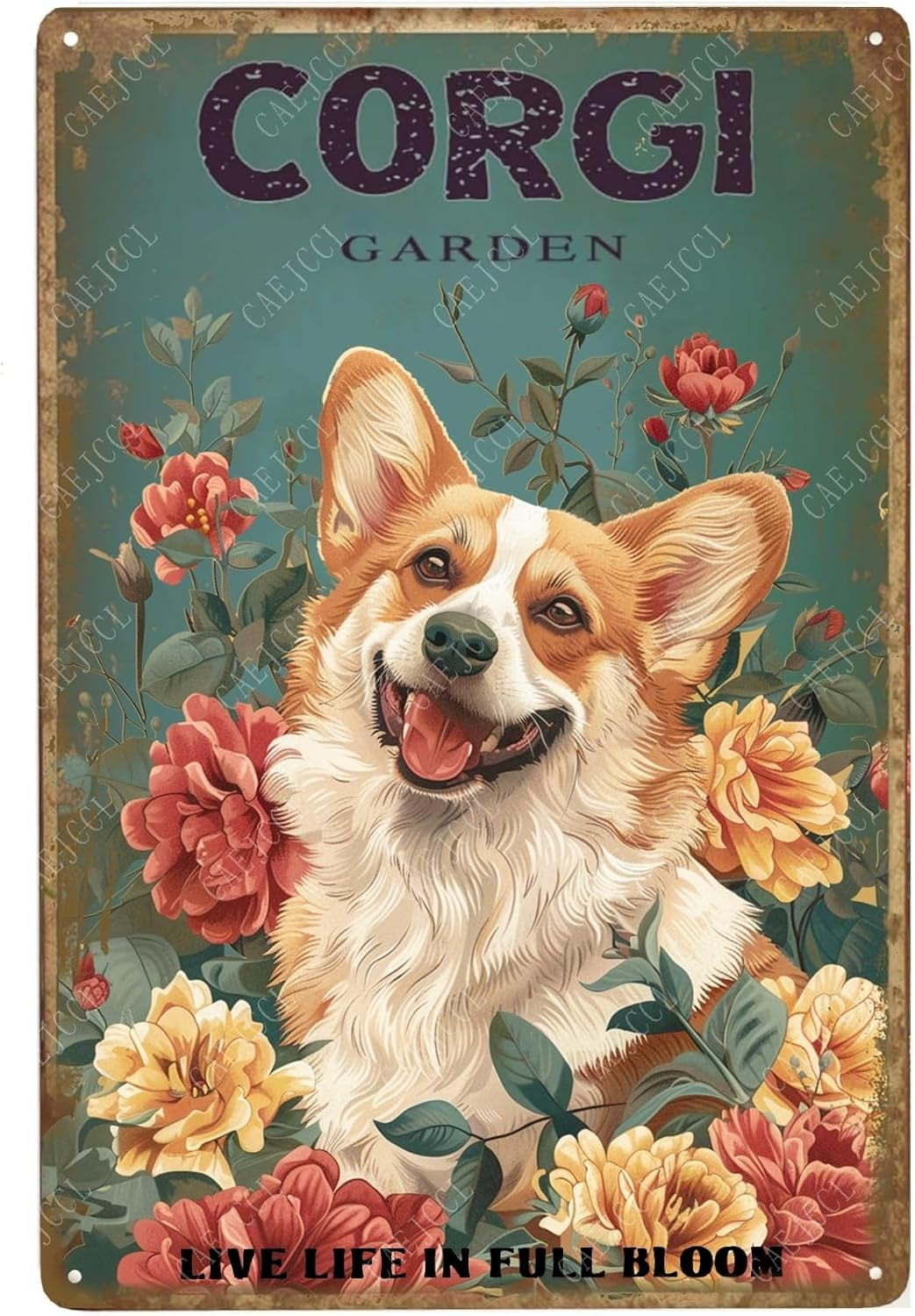 Funny Metal Sign Corgi Garden Vintage Aluminum Tin Signs Retro Sign for ...