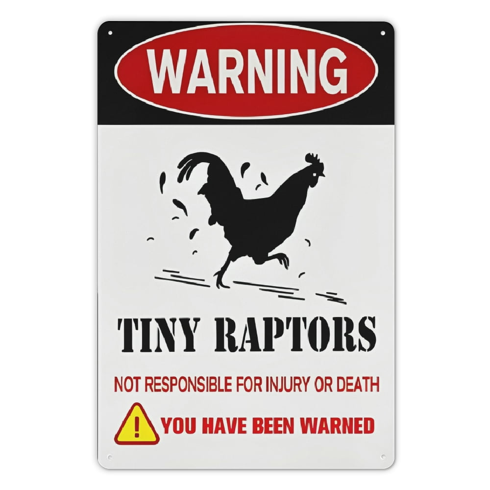 [Funny Metal Sign] Humorous 1pc "Beware Tiny Raptors" Metal Sign | 12x8 ...