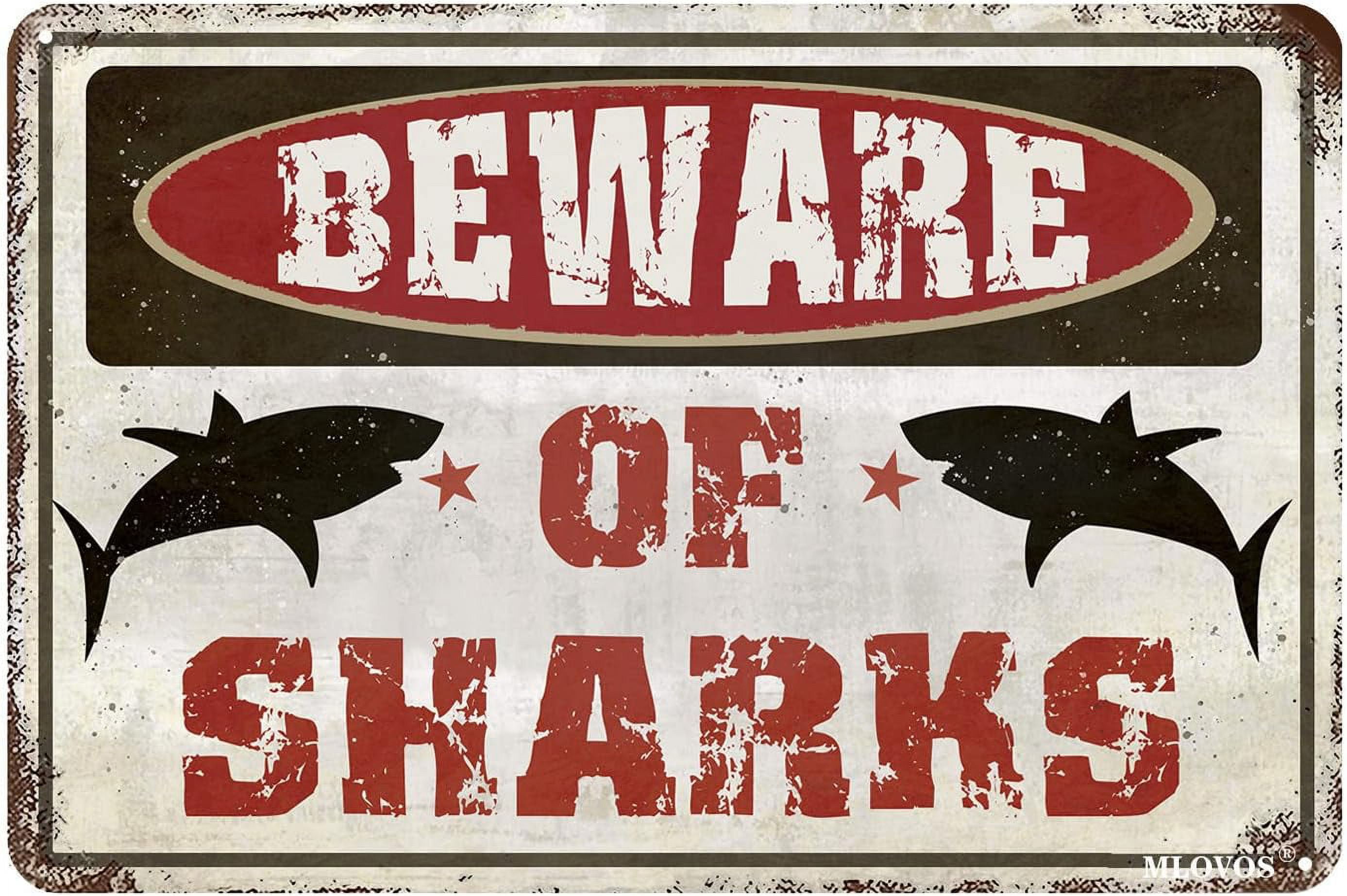 Funny Metal Sign Warning The Sharks Signs Beware of Sharks Sign for ...