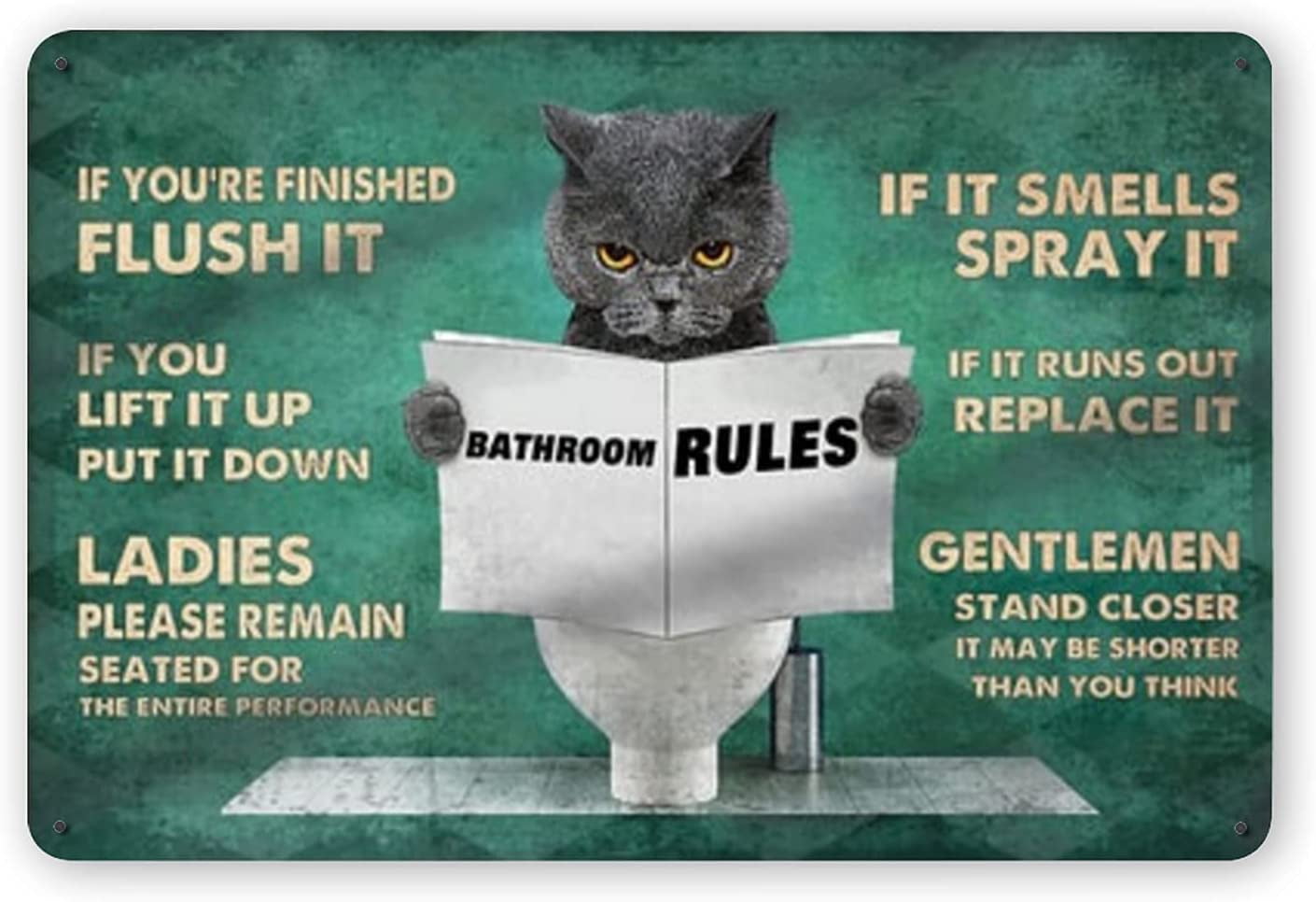 Funny Metal Signs for Bedroom Metal Sign Black Cat Reading Newspaper ...