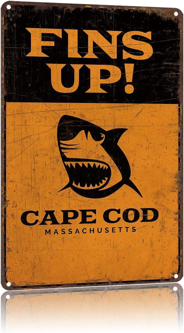 Funny Metal Signs Posters Fins Up Wall Art Tin Sign For Yard Sign ...