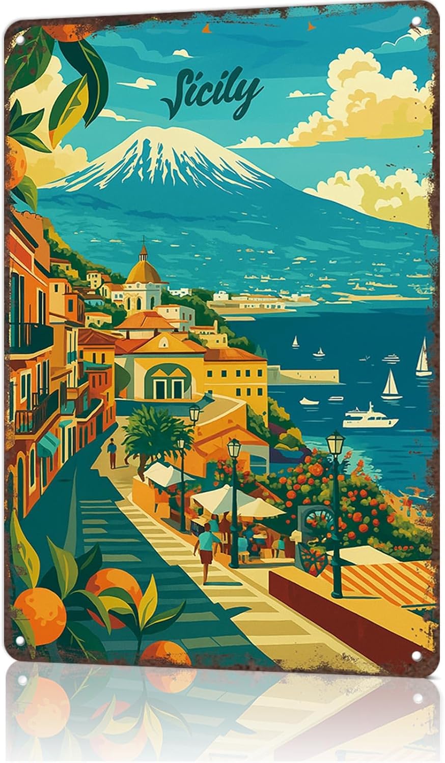 Funny Metal Signs Sicily Travel Posters Samsung Frame Tv Wall Art ...