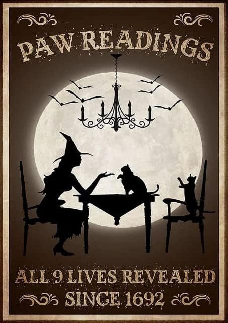 Funny Metal Signs for Men Antique Metal Sign Black Cat Paw Readings Tin ...