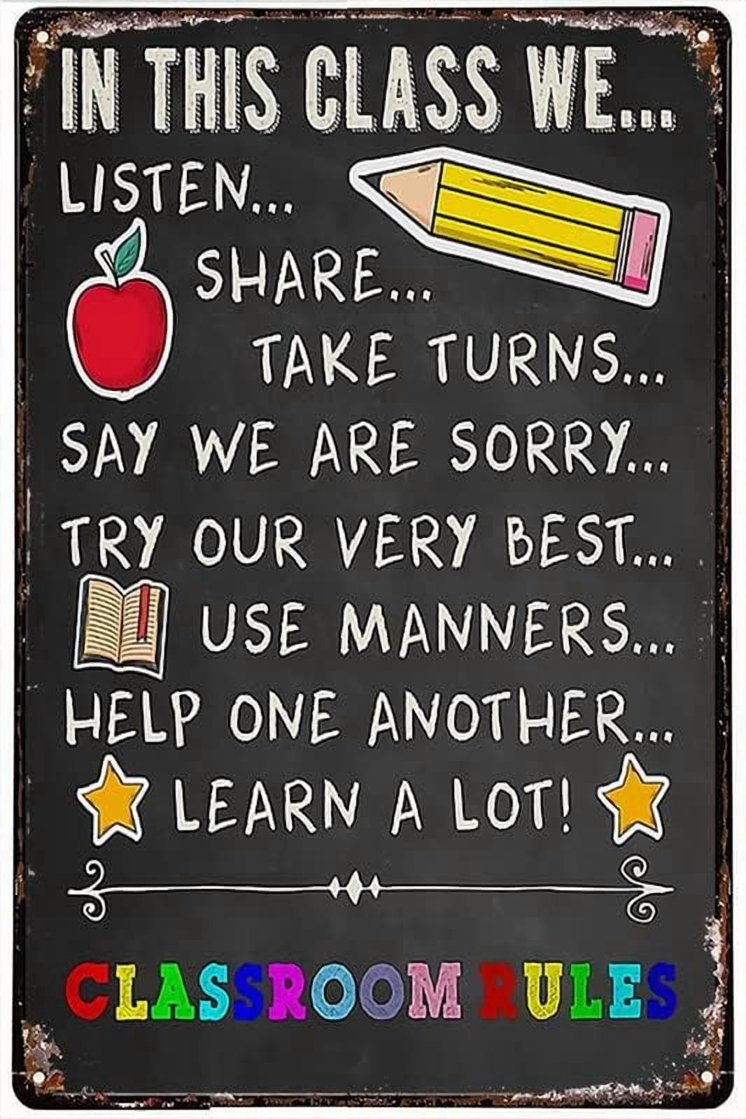 Funny Metal Tin Sign Teacher In This Class We Learn A Lot Classroom ...