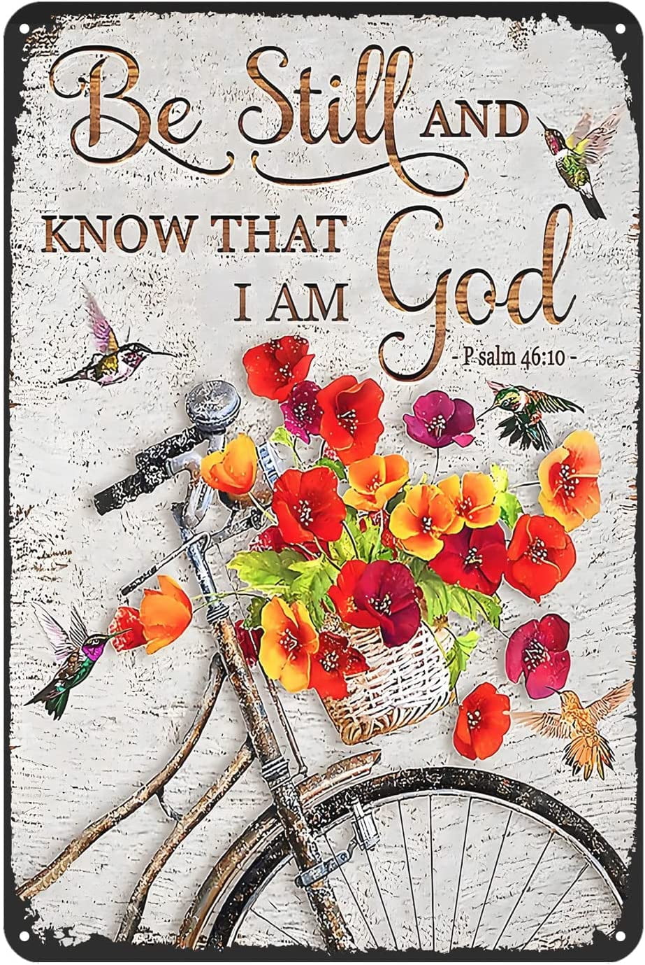 Funny Metal Wall Signs Metal Sign Humming Bird and The Flower Bicycle ...