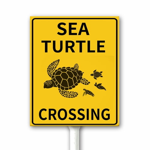 Funny Metal Warning Sea Turtle Crossing XING Aluminum Sign, Tortoise ...