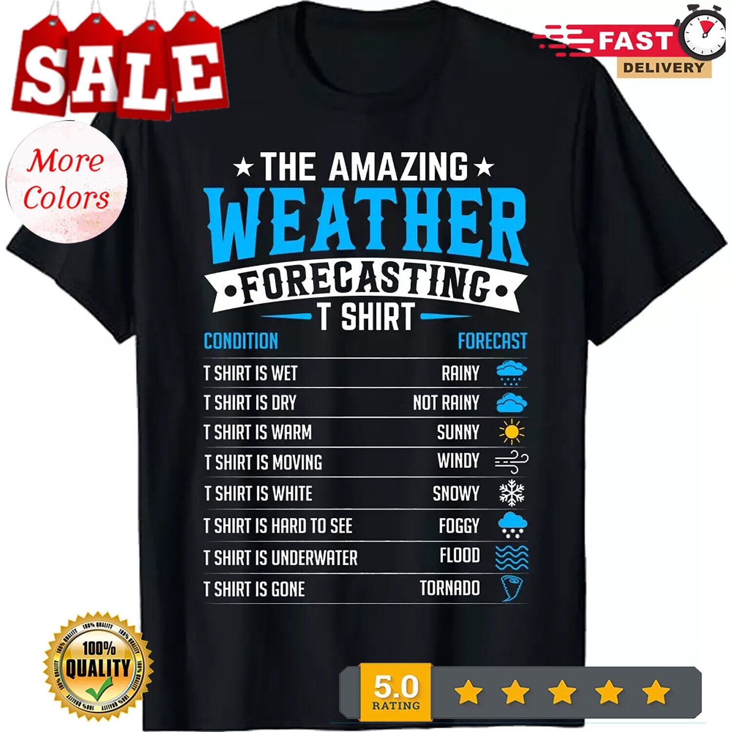 Funny Meteorology Gifts The Amazing Weather Forecasting T-Shirt Size S ...