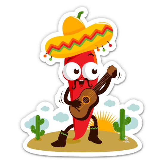 Funny Mexican Chili Pepper - 12" Vinyl Sticker Waterproof Decal ...