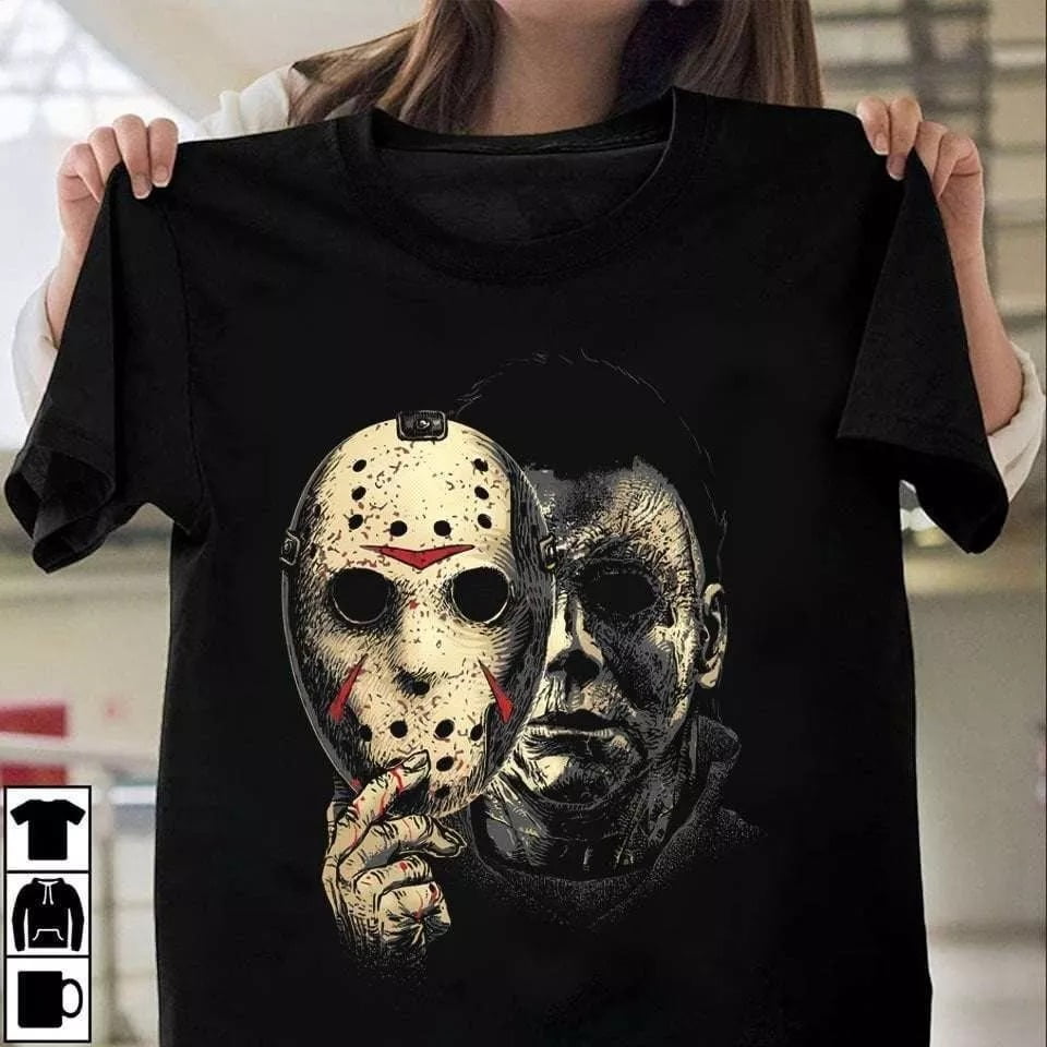 Funny Michael Myers Jason Voorhees Mask Halloween Costume Tshirt Men ...