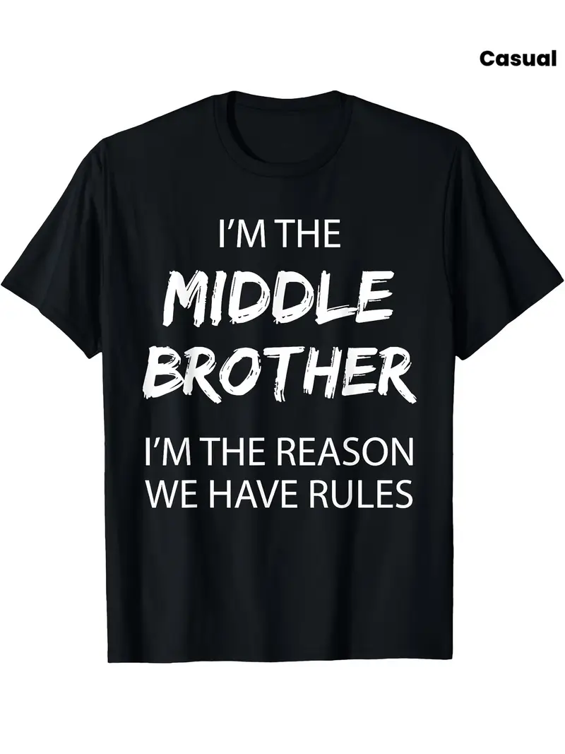 Funny Middle Brother Rules Quote Men Gift for Brother Short Sleeve ...