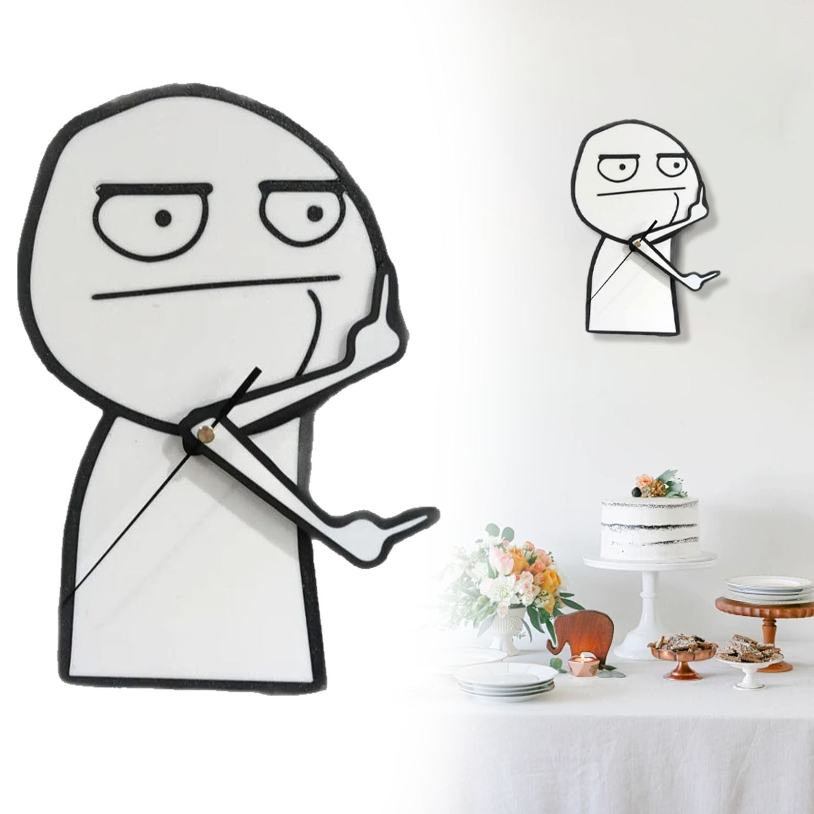 Funny Middle Fin®ger Wall Clock, Rebellious Moving Hand Sarcastic Decor ...