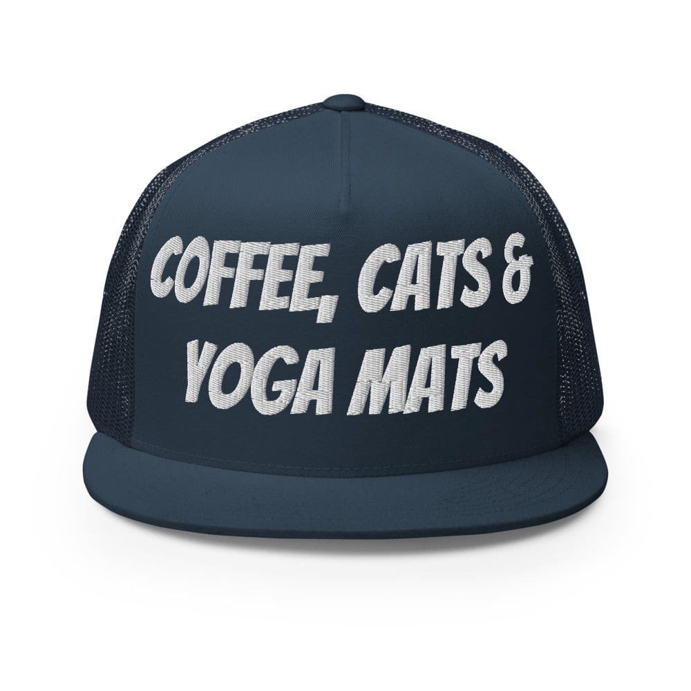 Funny Mindful Workout Caffeine Cat Lover Embroidered Trucker Cap ...
