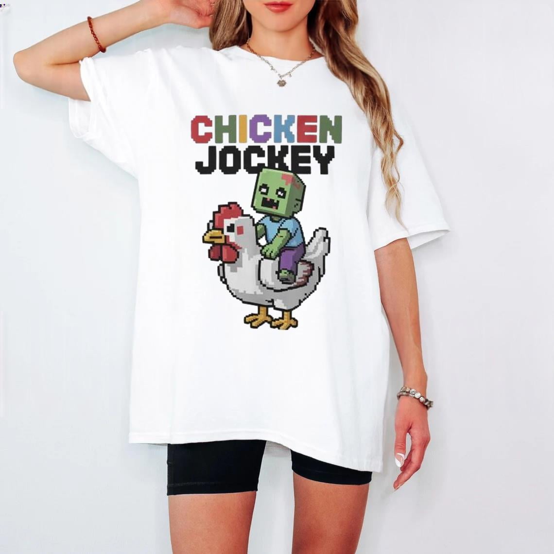 Funny Minecraft Adventure Tee T-Shirt Chicken Jockey Meme Art, for men ...
