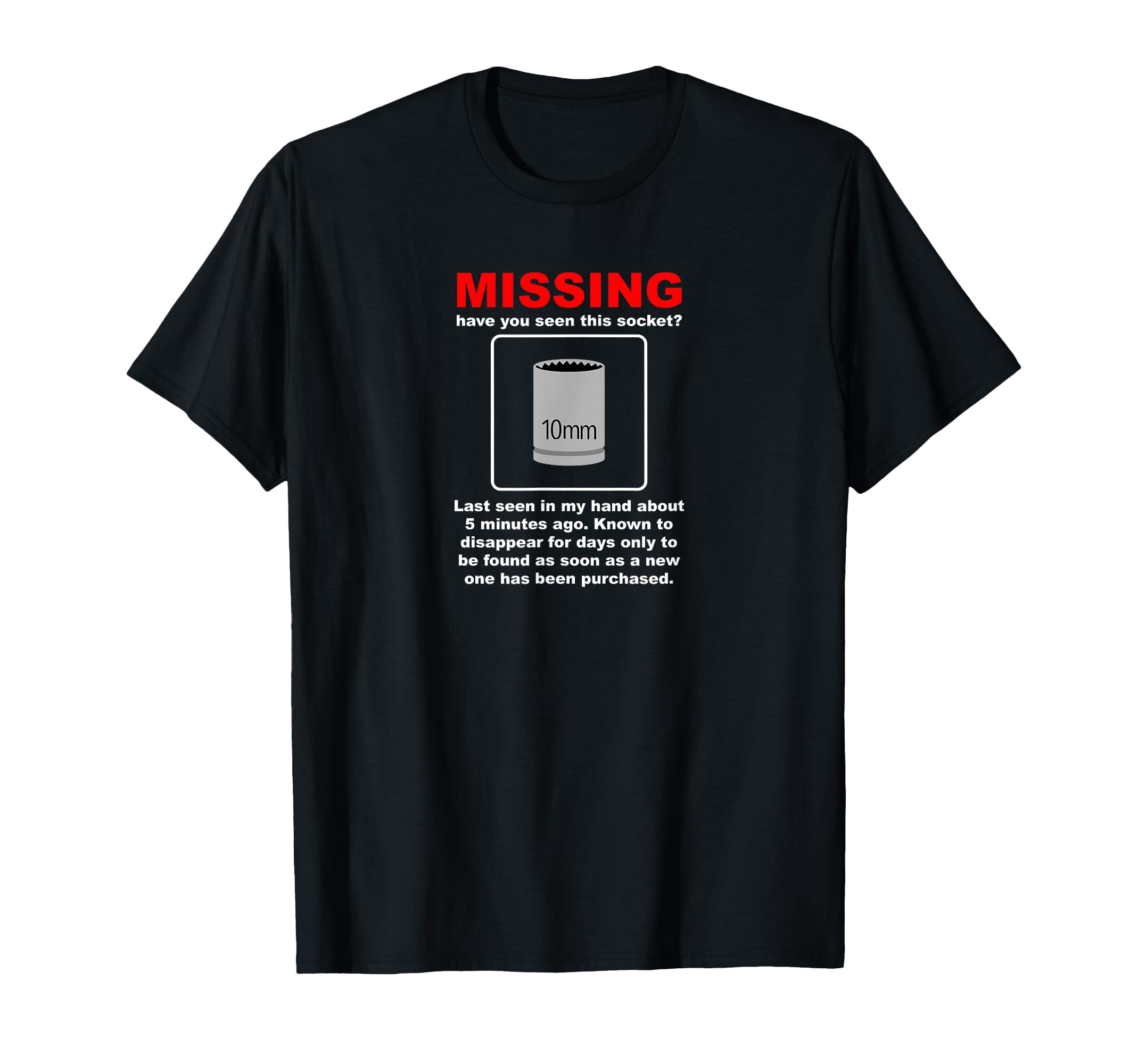 Funny Missing 10mm Socket Graphic T-Shirt for Mechanics and Car ...