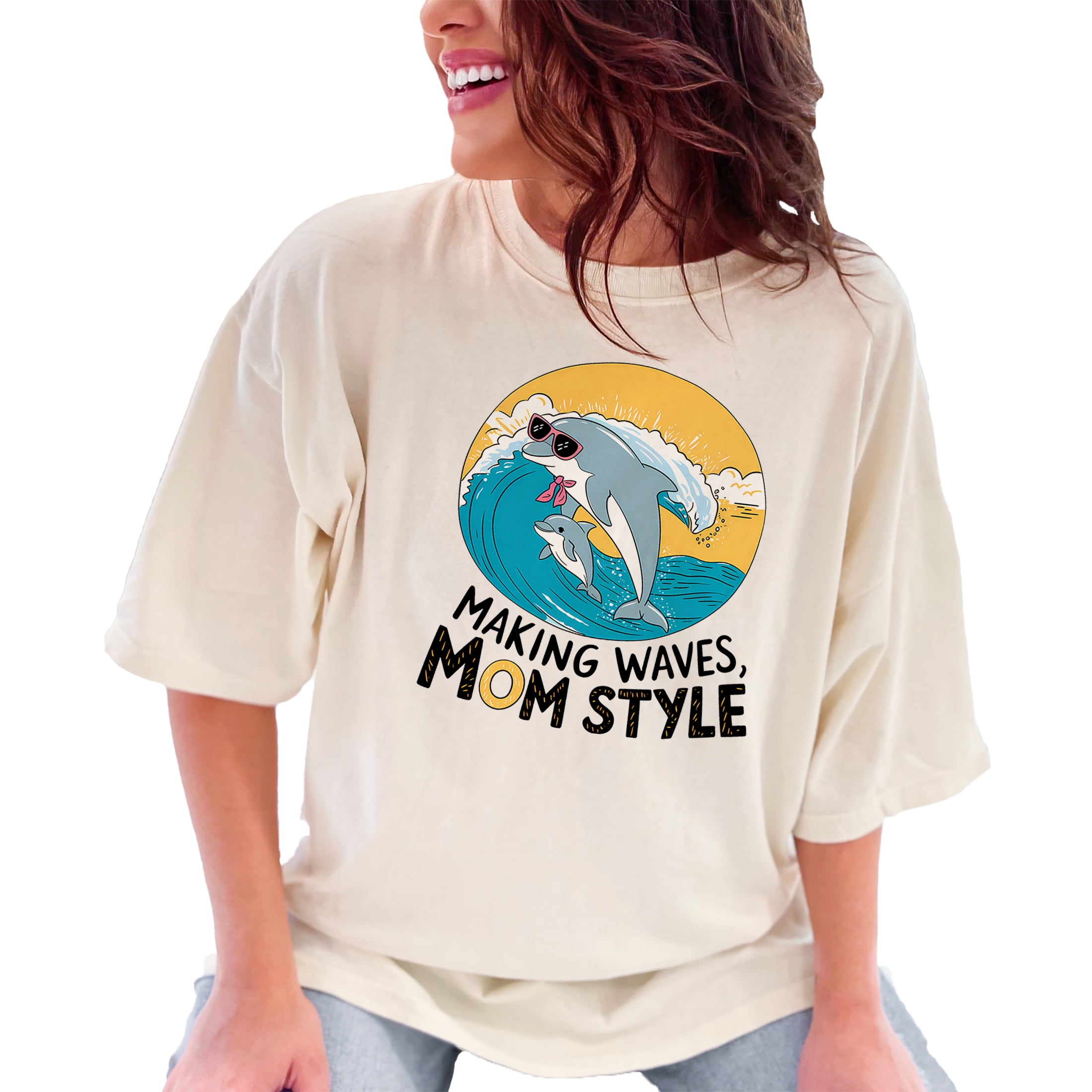 Funny Mom Dolphin TShirt Mom Style Making Waves Mothers Day Gift Tee ...