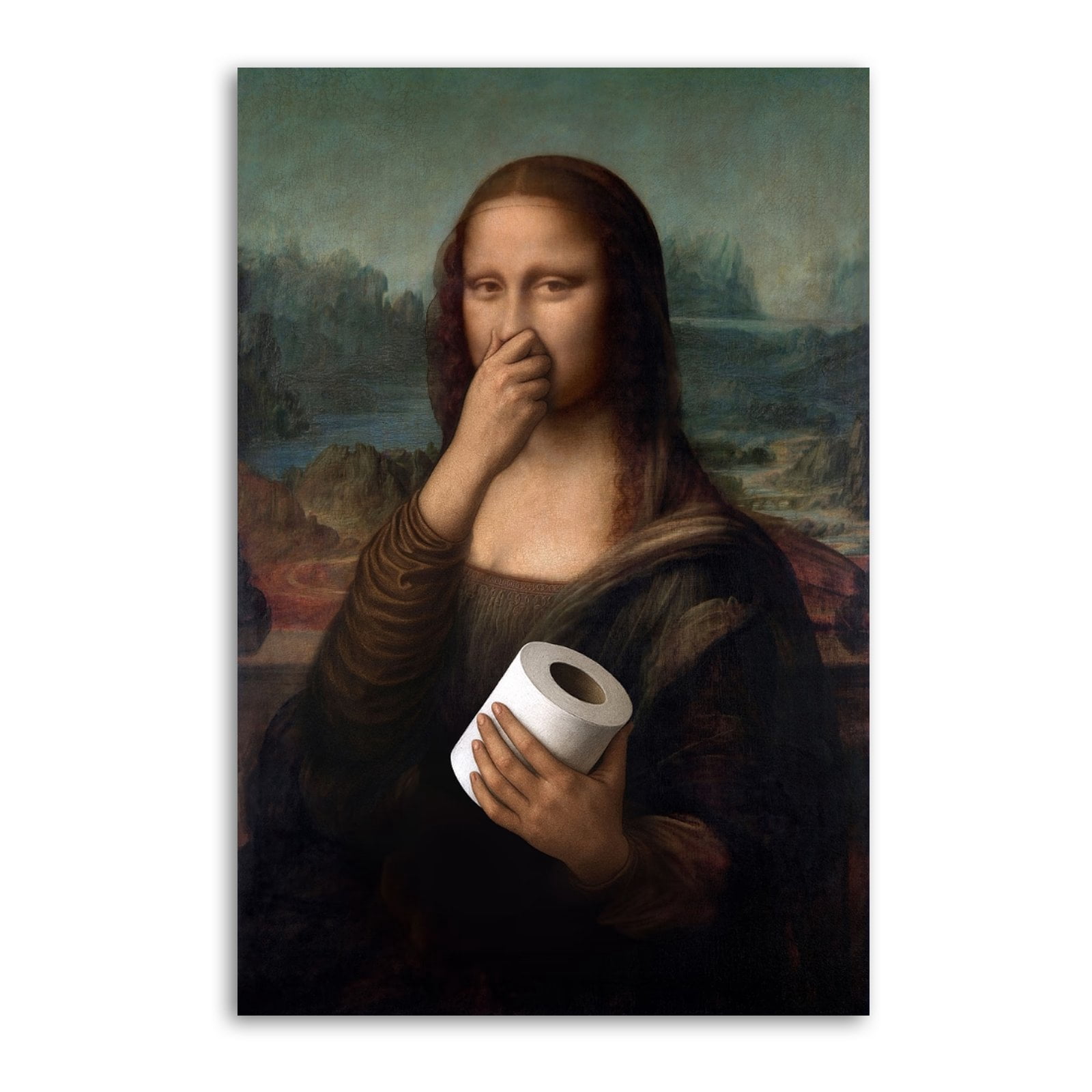 Funny Mona Lisa Bathroom Painting On Canvas Wall Art Poster Scroll ...