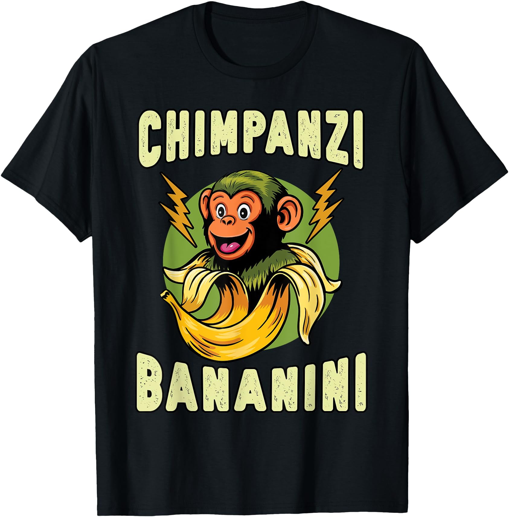 Funny Monkey Chimpanzini Bananini Italian Brainrot Meme T-Shirt,Black ...