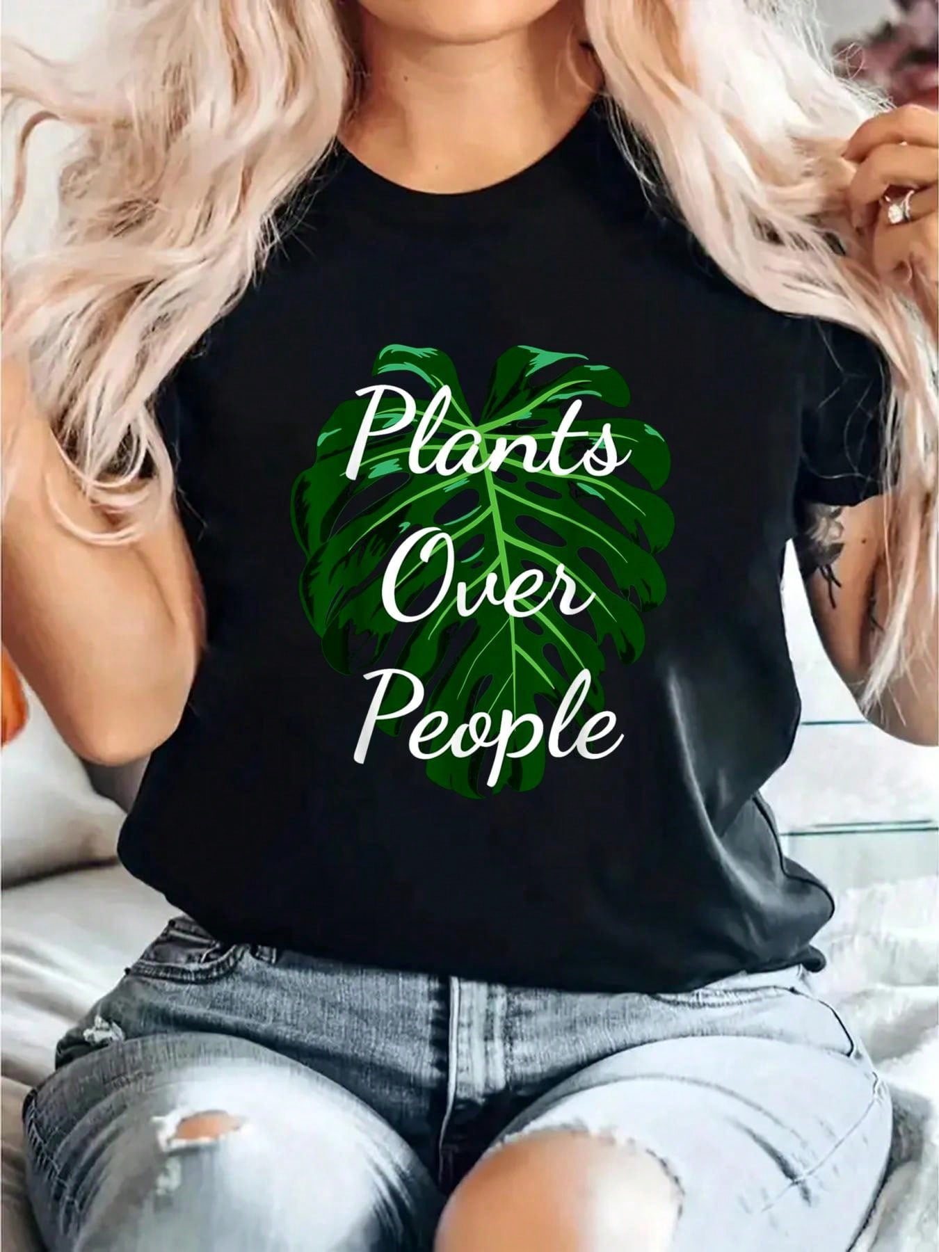 Funny Monstera Adansonii Plants Over People Monstera Leaf T-Shirt Print ...