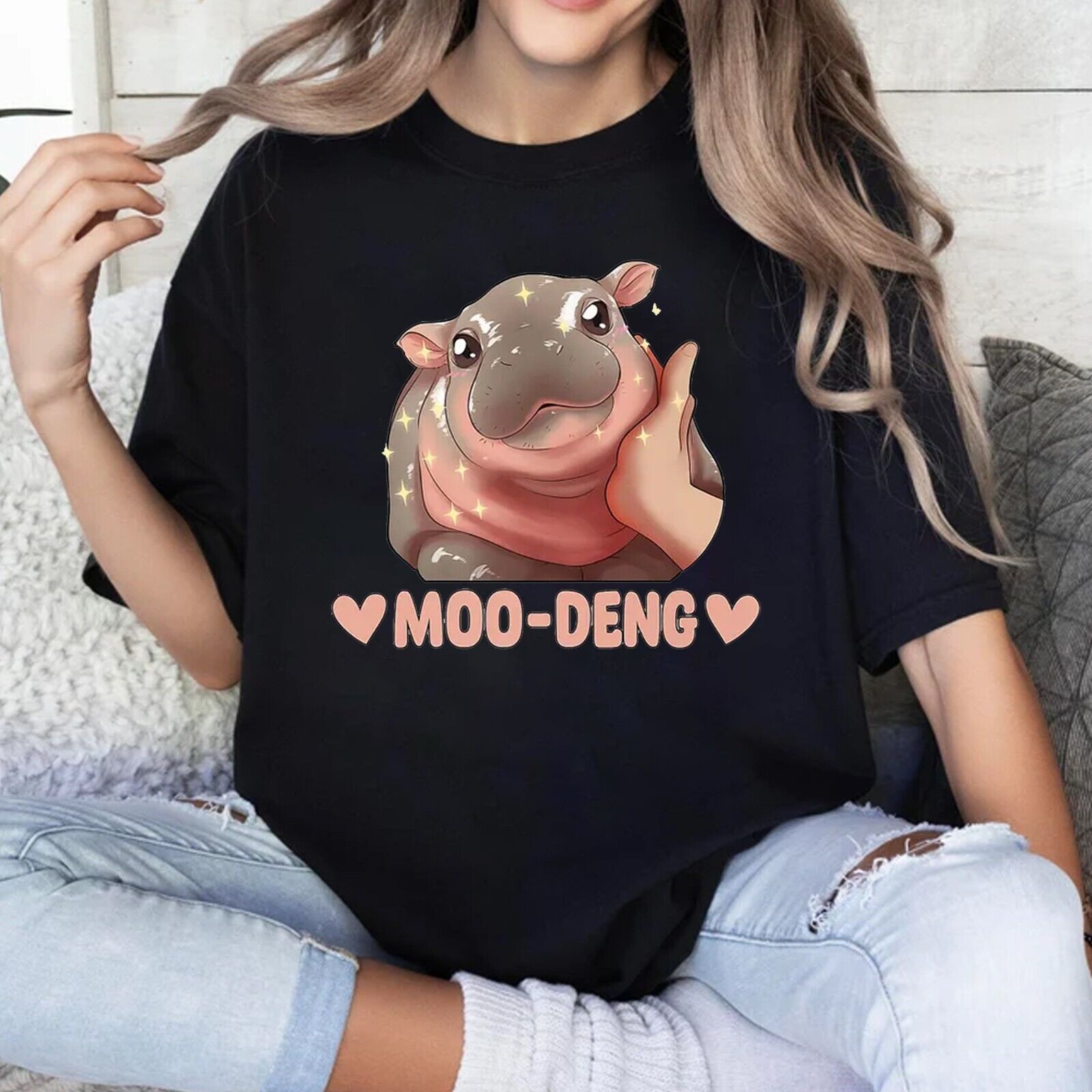 Funny Moo Deng Baby Tee, Bouncy Moo Deng Shirt, Moo Deng Hippo Lover Shirt - Walmart.com