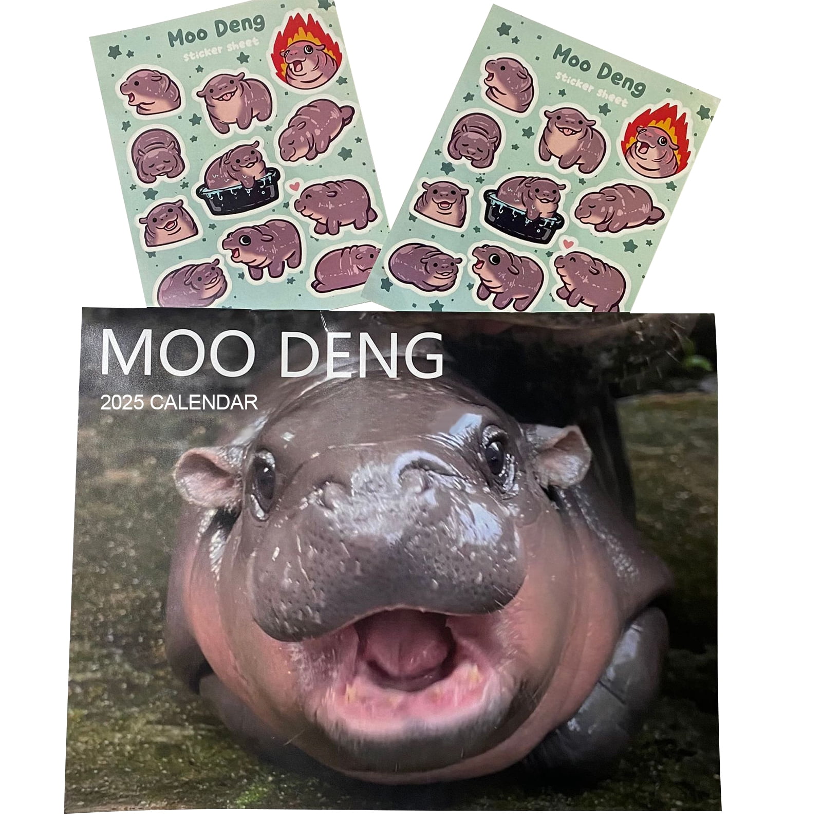 Funny Moo Deng Hippo Calendar 2025, Moo Deng Pygmy Hippo Hangable ...