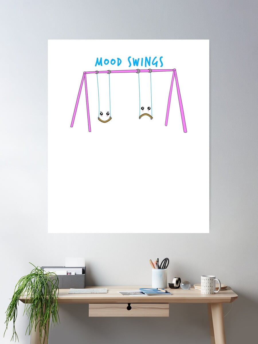 Funny Mood Swings Playground Happy Sad Face Kawaii Cute Swing Set Attitude Poster Wall Art ...