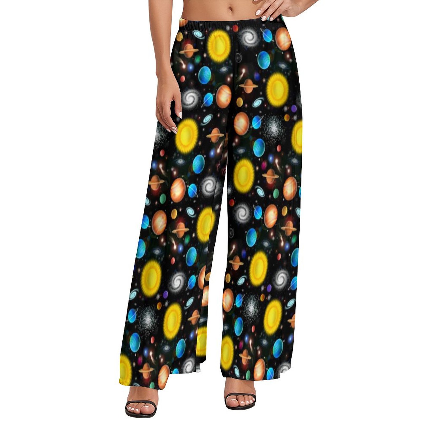 Funny Moon Pants Summer High Waisted Vintage Sun Stars Celestial ...