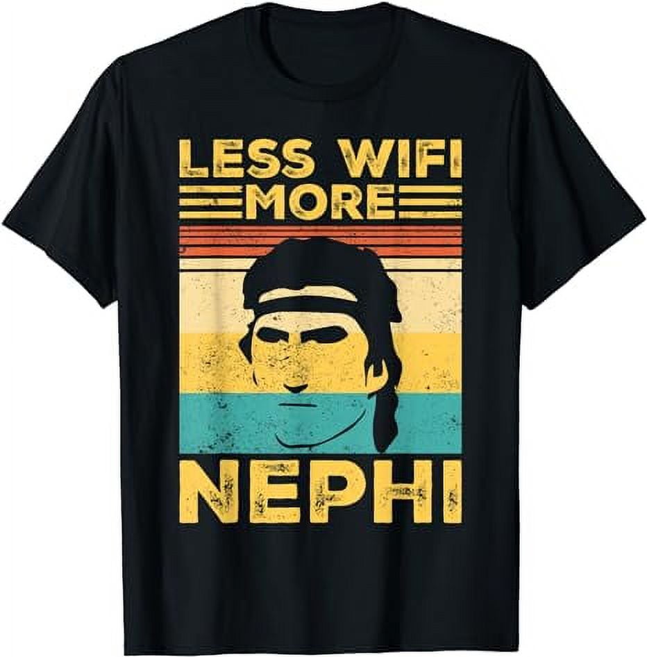 Funny Mormon Missionary LDS Retro Less Wifi More Nephi T-Shirt ...