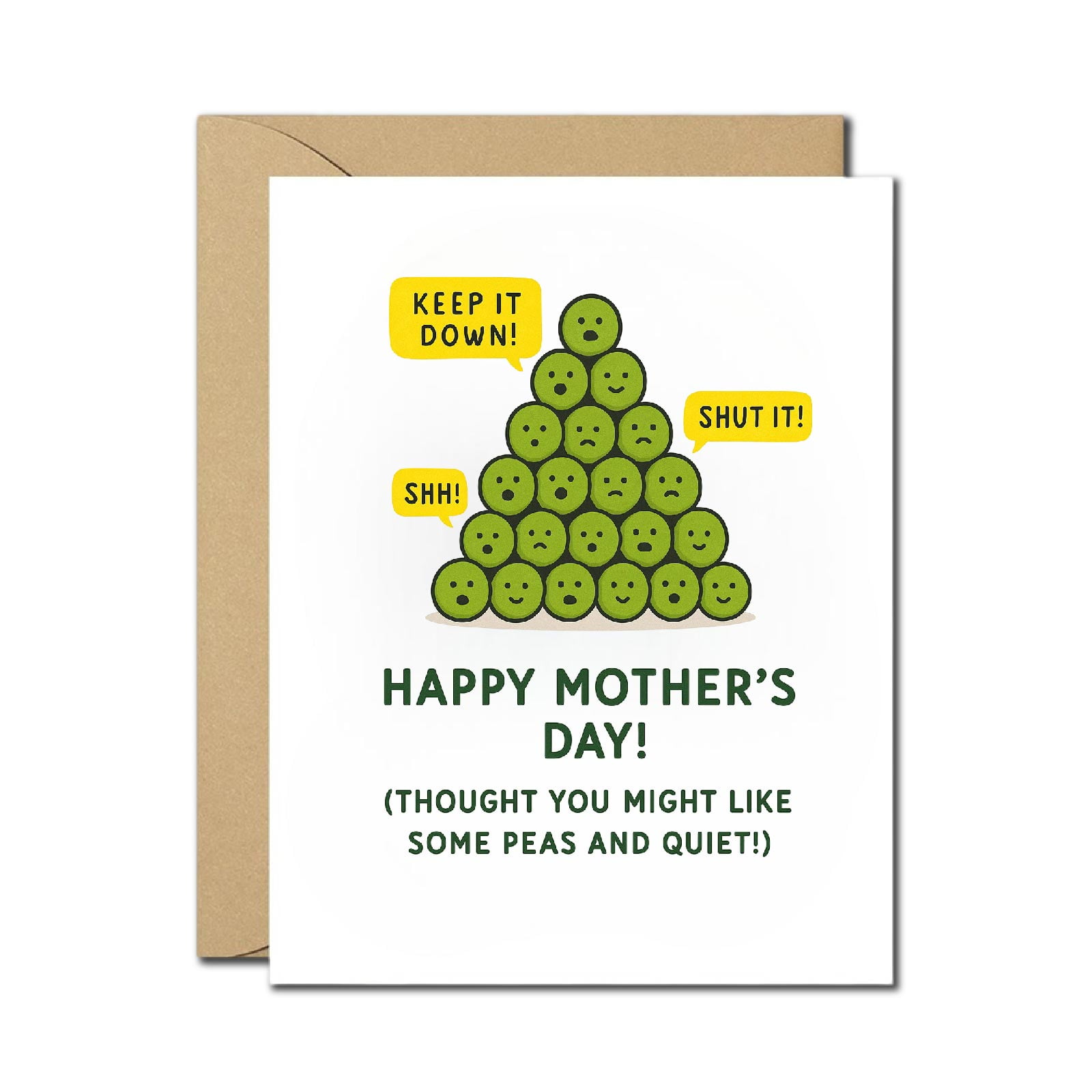 Funny Mother's Day Card for Mum - "Peas and Quiet" Food Pun Design ...