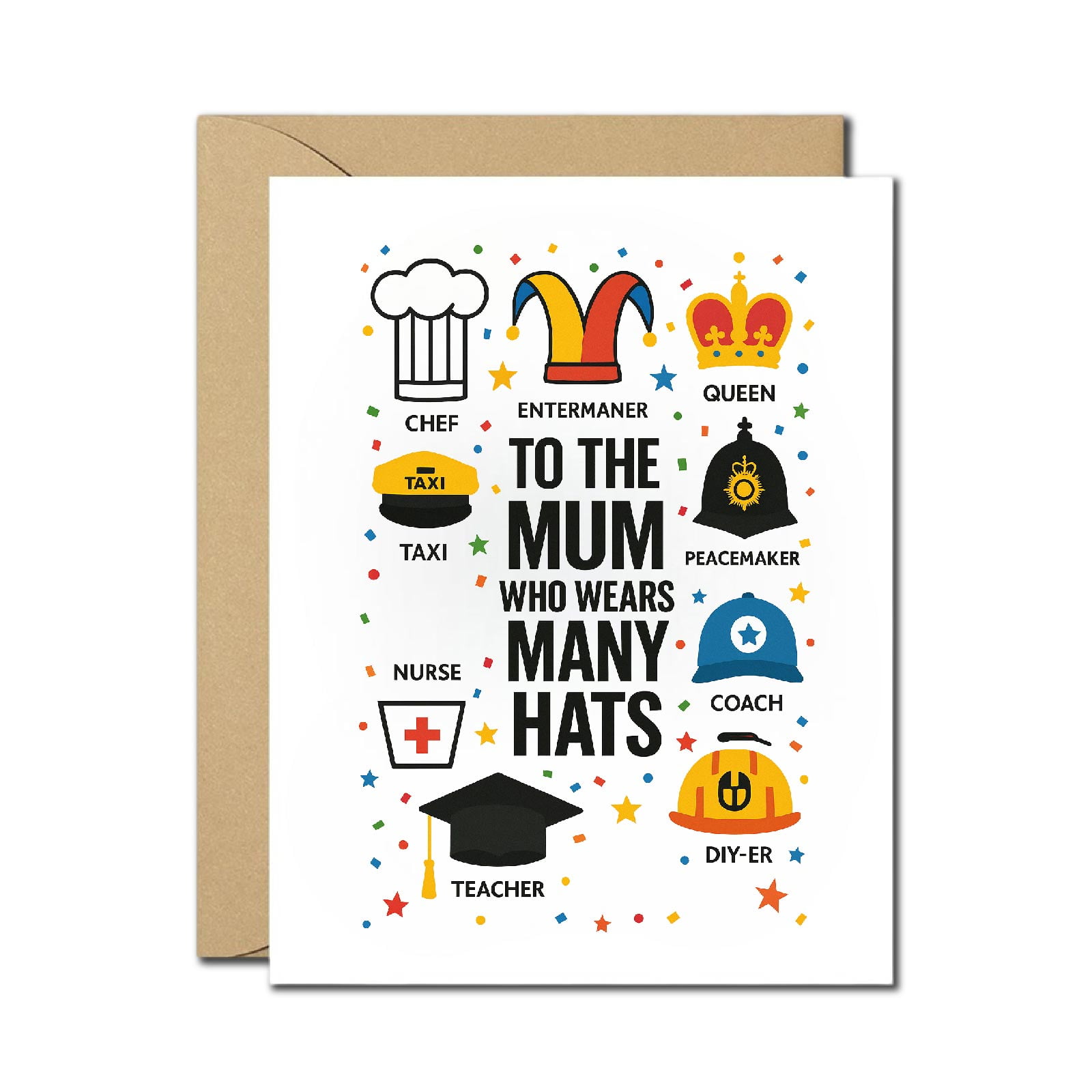 Funny Mother's Day Card for Mum - "To the Mum Who Wears Many Hats" Multitasking Humor Design ...