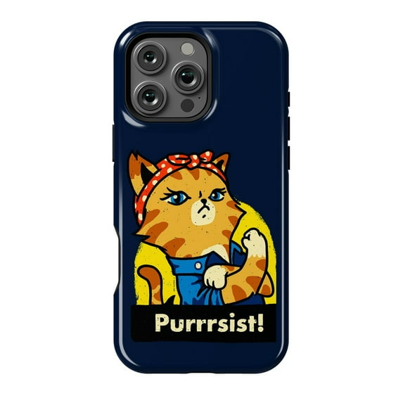 Funny Motivational Purrsist Cat Art iPhone Case 17 16 15 14 13 12 11 ...
