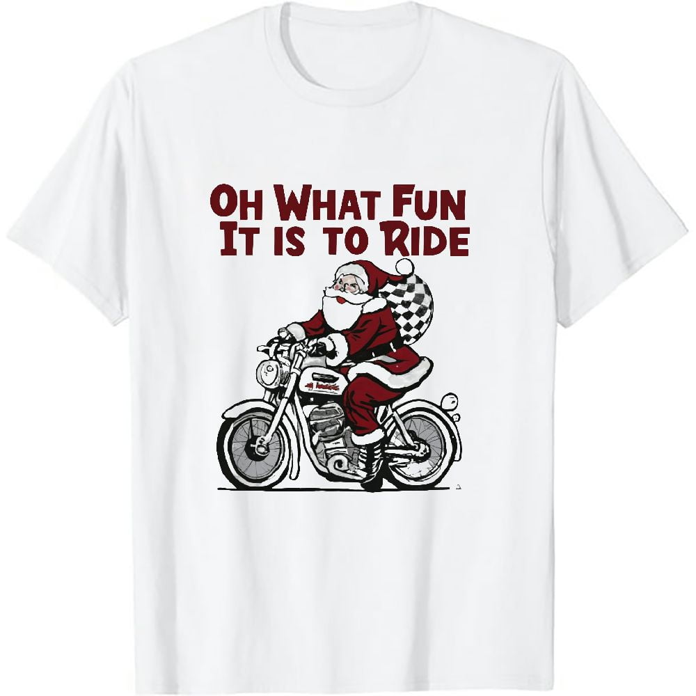 Funny Motorcycle Biker Grandpa Santa Rider Christmas Gift T-Shirt ...