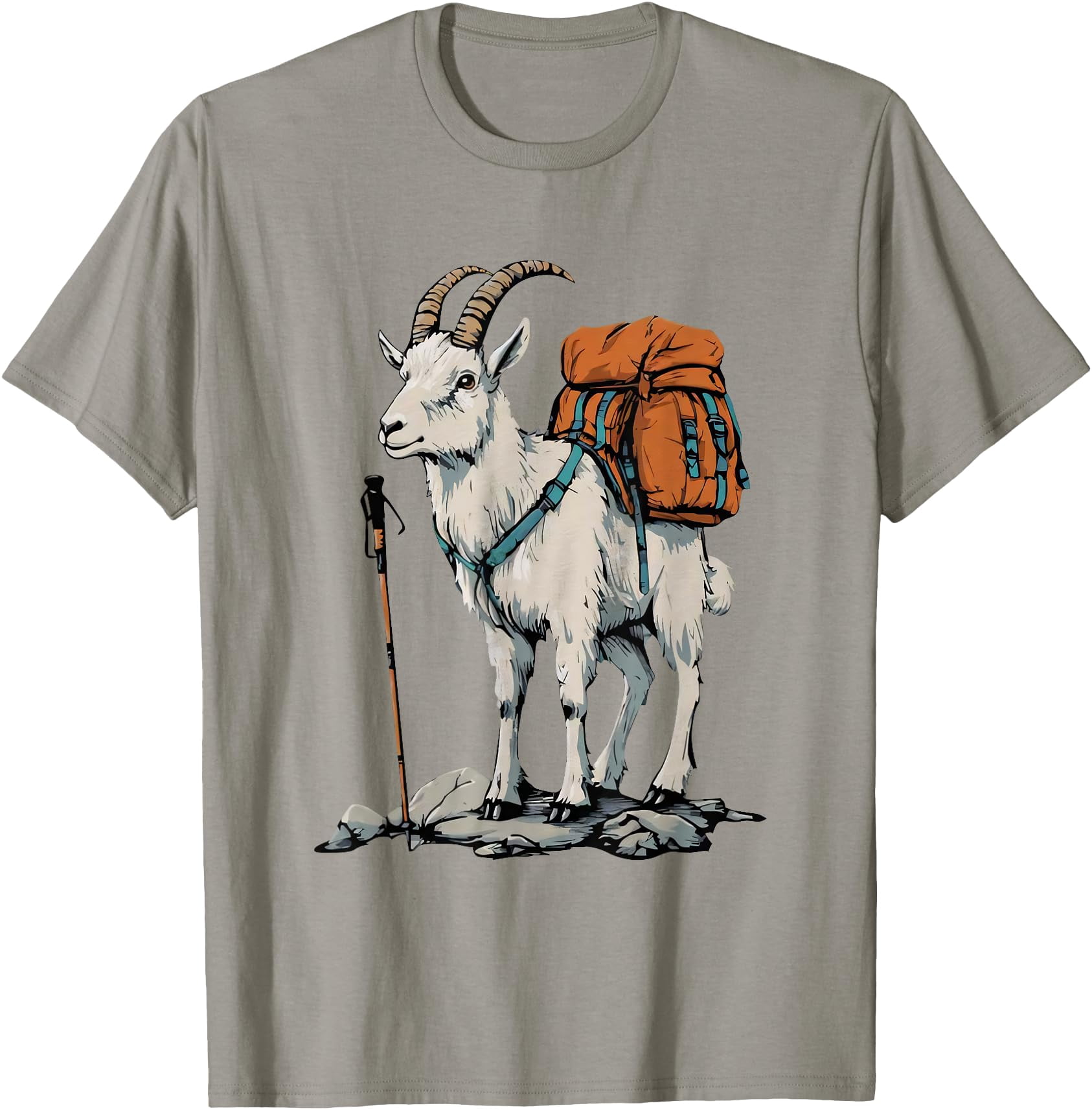 Funny Mountain Goat Cartoon T-Shirt for Backpacker Camping and Hiking ...
