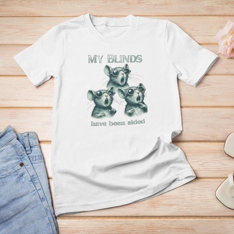 Funny Mouse Meme Shirt, "My Blinds Have Been Sided," Viral Confused ...
