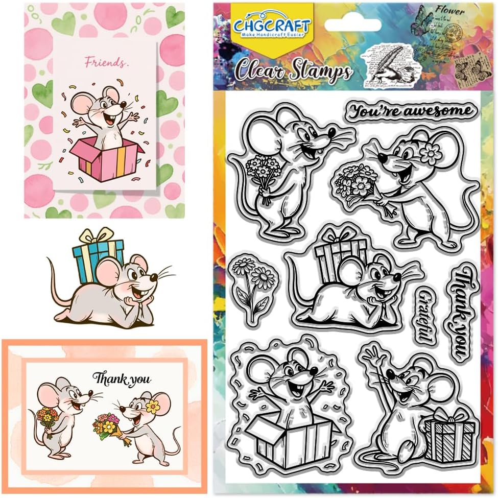 Funny Mouse Stamps Clear Stamps Words Thank You Transparent Stamp ...
