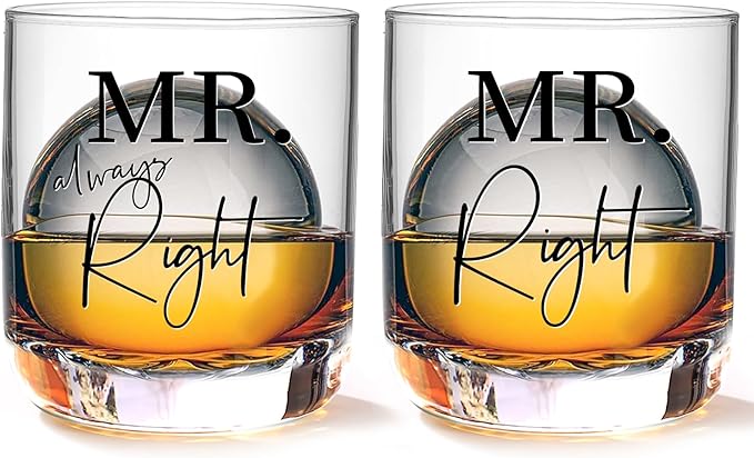Funny Mr & Mr Whiskey Glasses Set – “Mr Right” & “Mr Always Right ...