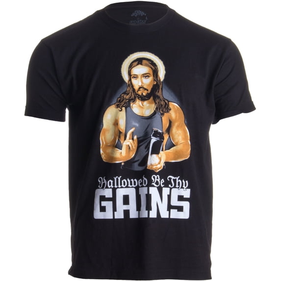 Funny Muscle Jesus Weight Lifting T-Shirt for Workout Humor and Fitness ...