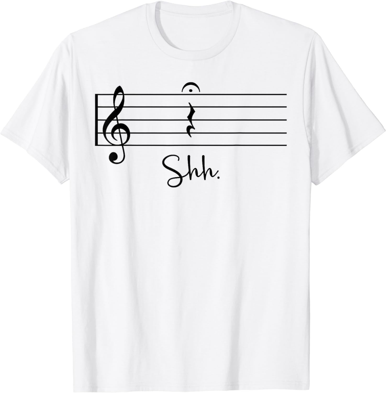 Funny Music Notes Shirt Shh Quarter Fermata Teacher Gift white T-Shirt ...
